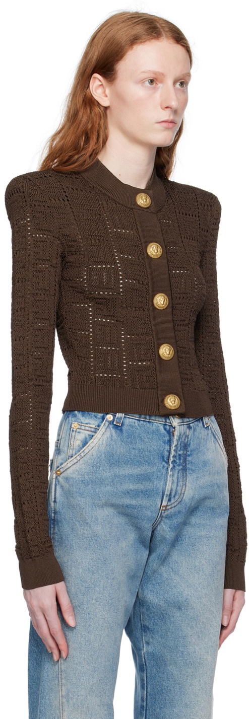 Balmain Brown Monogram Cardigan Balmain