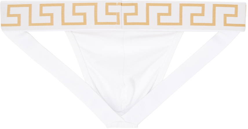 Versace Underwear White Greca Border Jockstrap Versace Underwear