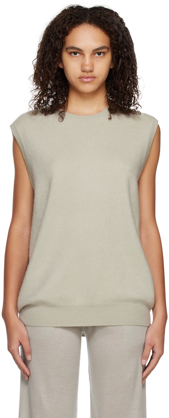 Frenckenberger Taupe Crewneck Vest Frenckenberger