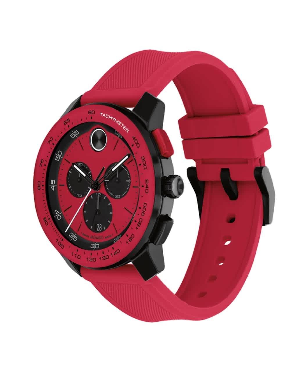 Movado Bold TR90 Chronograph Quartz Red Dial Mens Watch 3601215 Movado