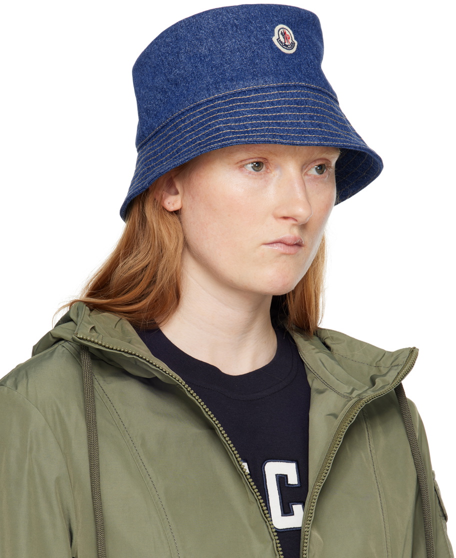 Moncler Blue Patch Denim Bucket Hat Moncler