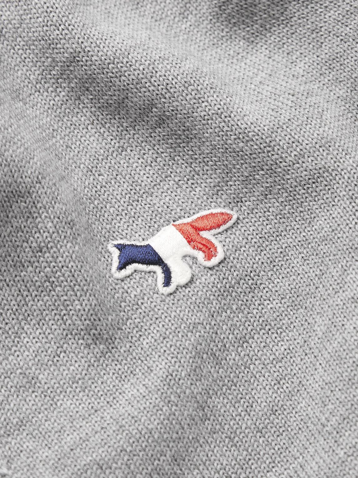 Maison Kitsuné - Slim-Fit Logo-Appliquéd Wool Cardigan - Gray Maison ...