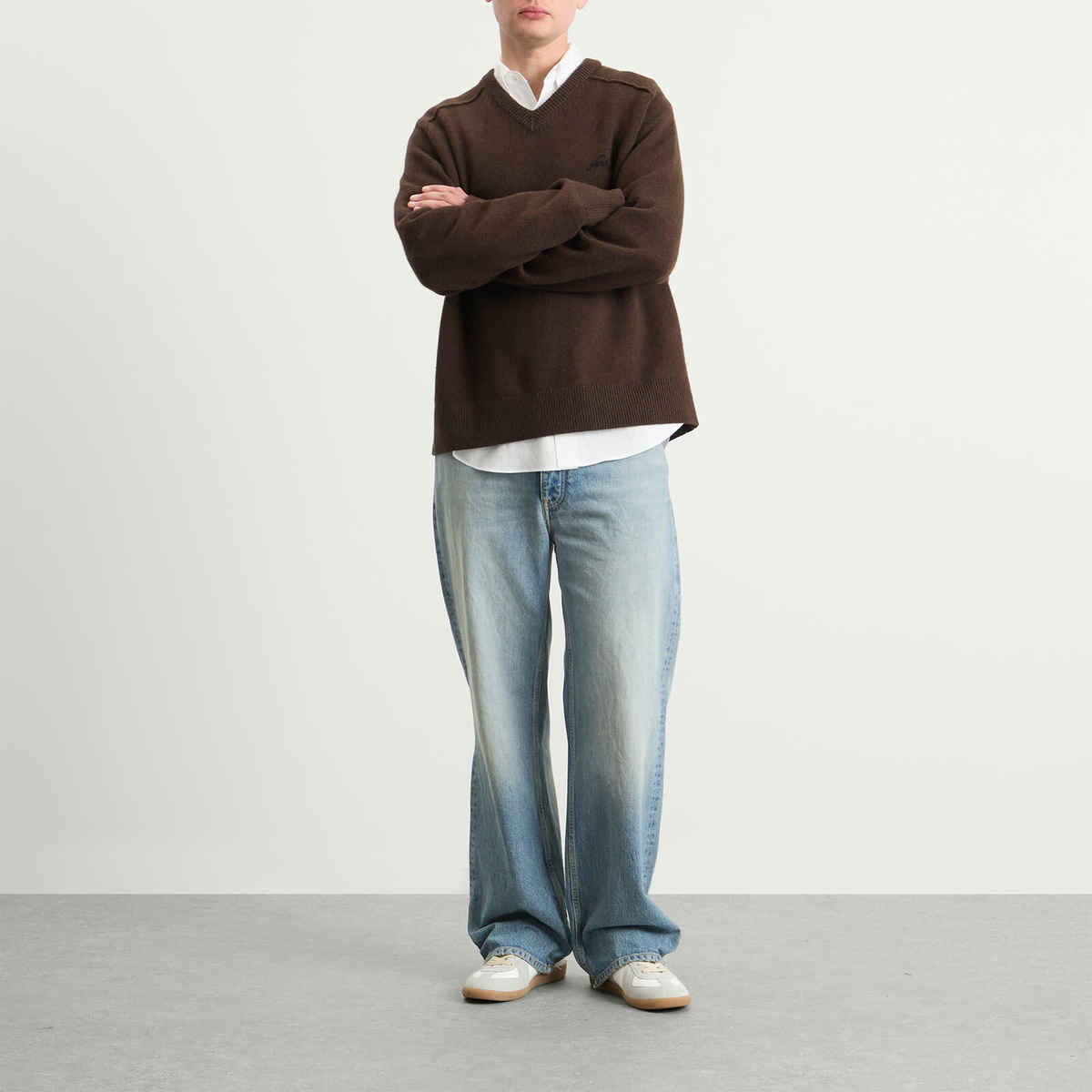 Acne Studios Men's Kaybe Richard Yak V Neck Jumper in Dark Brown Acne ...