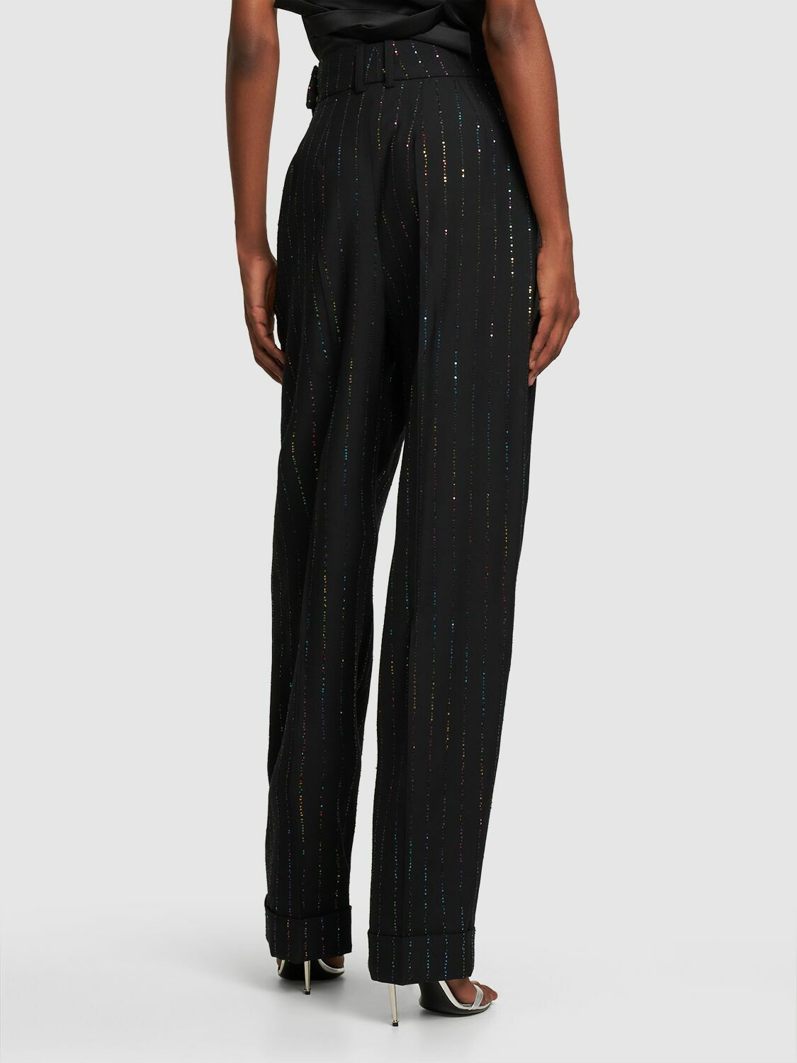ALEXANDRE VAUTHIER - High Rise Embellished Wool Twill Pants Alexandre ...