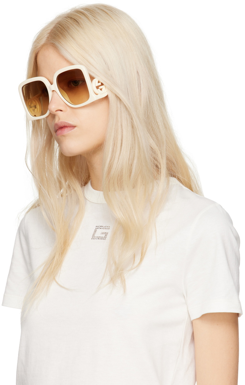 Gucci Off-White Square Sunglasses Gucci
