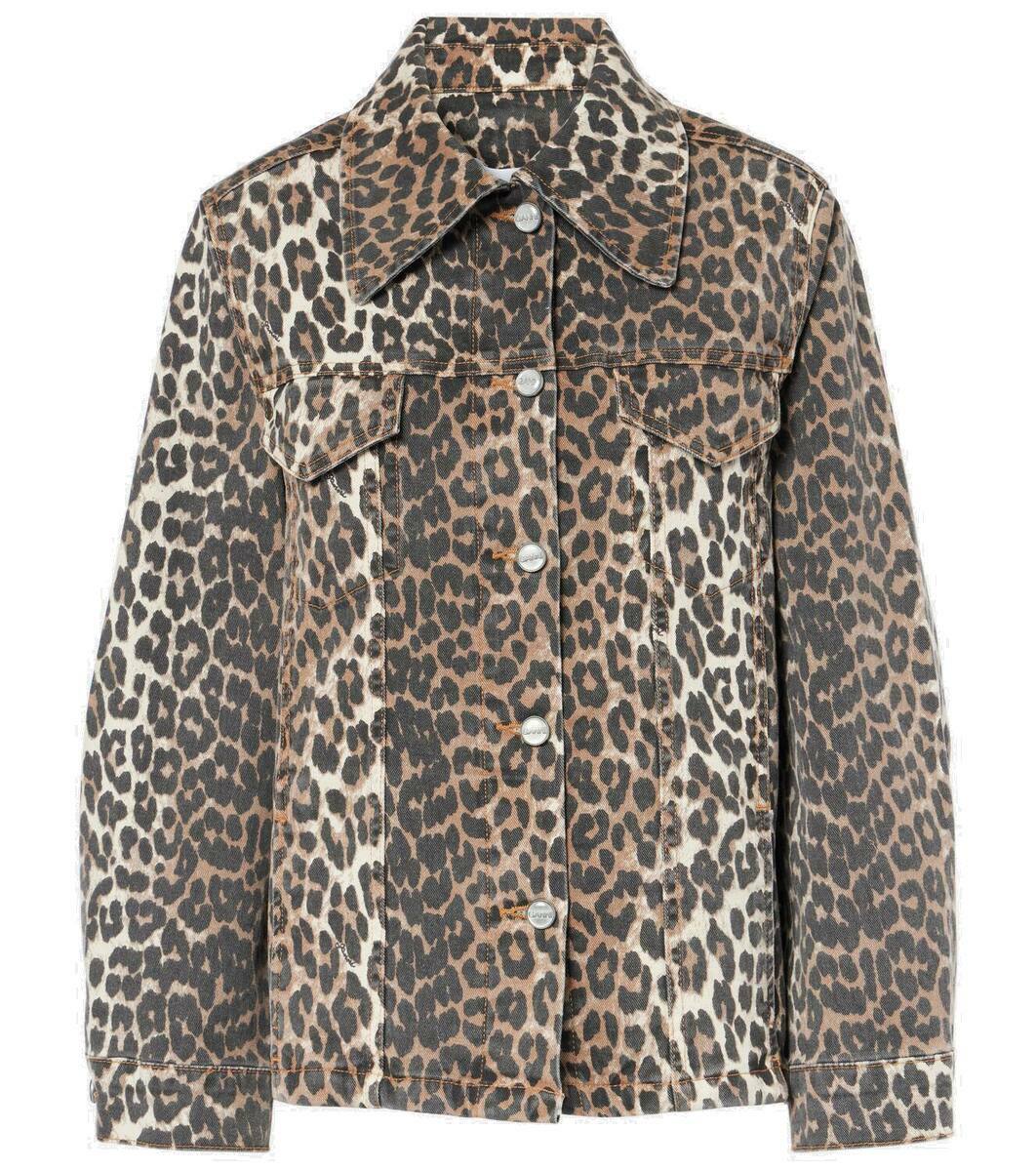 Ganni Leopard-print denim jacket GANNI