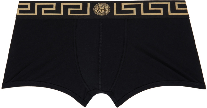 Versace Underwear Two-Pack Black Greca Border Boxers Versace Underwear