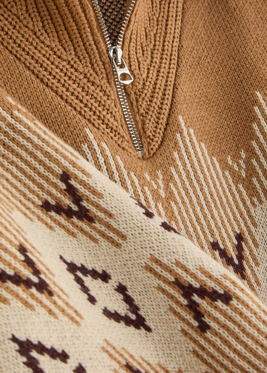 Varley Heidi Patterned-intarsia Knitted Jumper Beige Varley