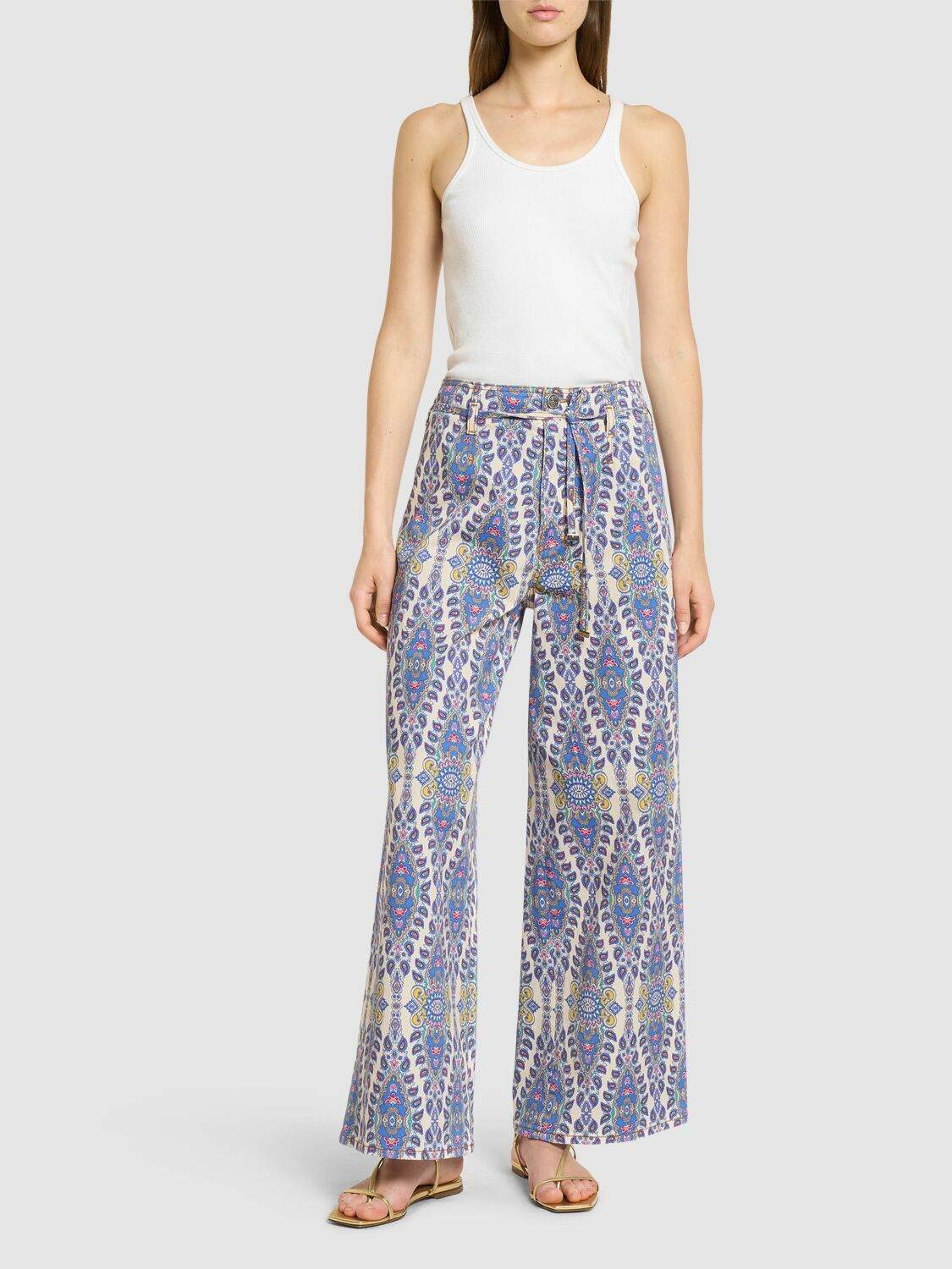 ETRO Printed Denim Wide Jeans Etro