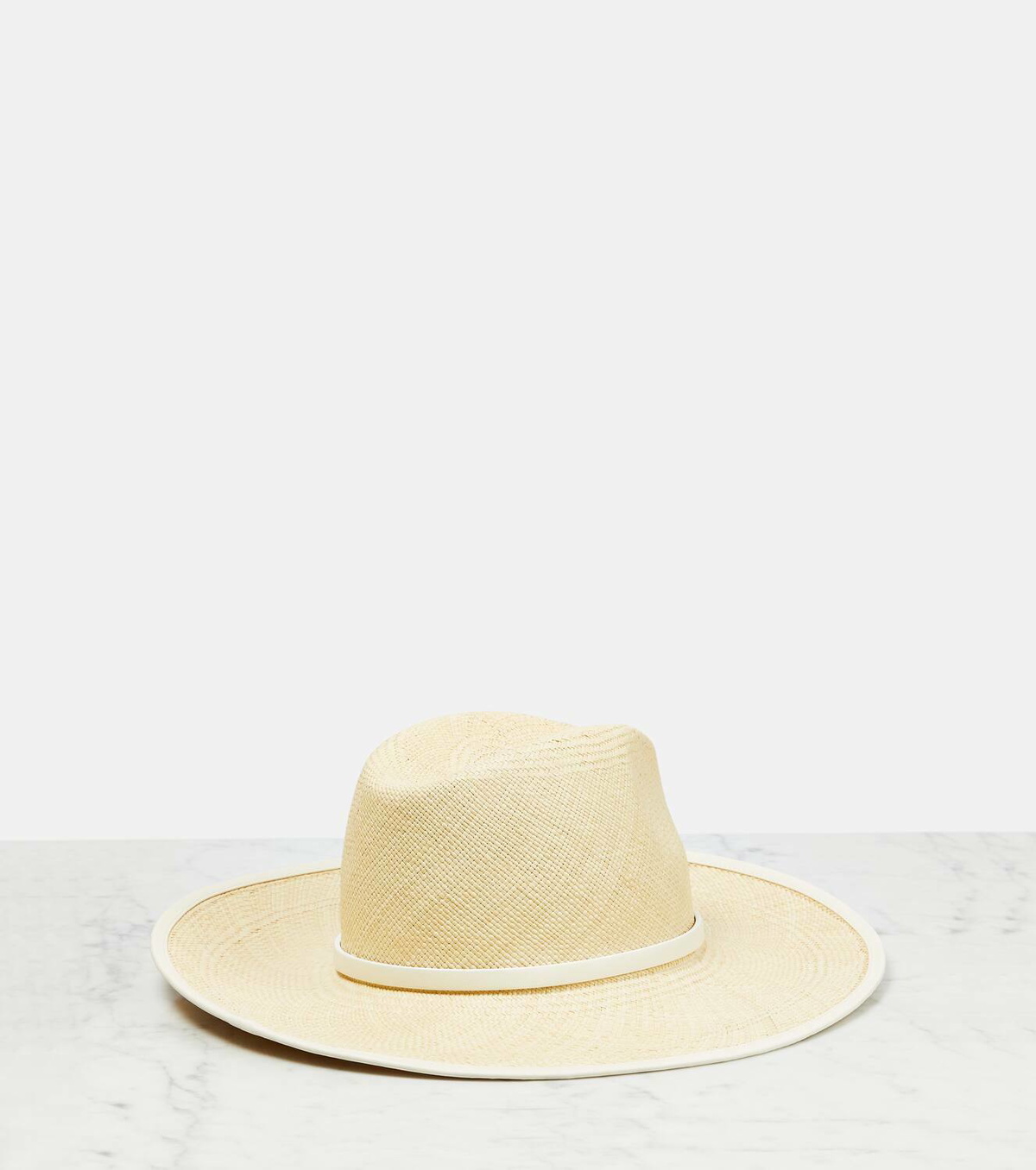 Valentino VLogo leather-trimmed straw hat Valentino