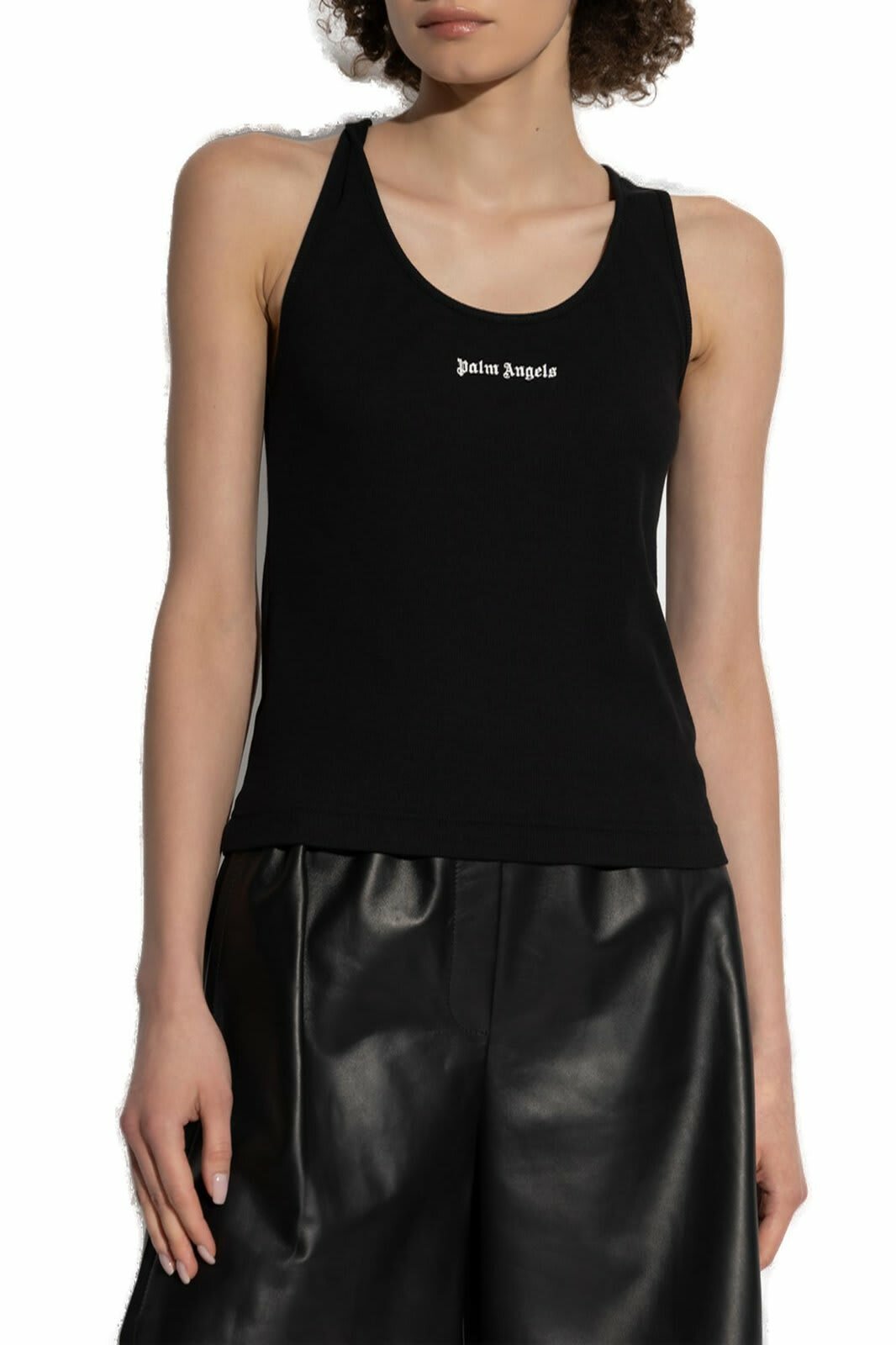 Palm Angels Logo Embroidered Ribbed Tank Top Palm Angels