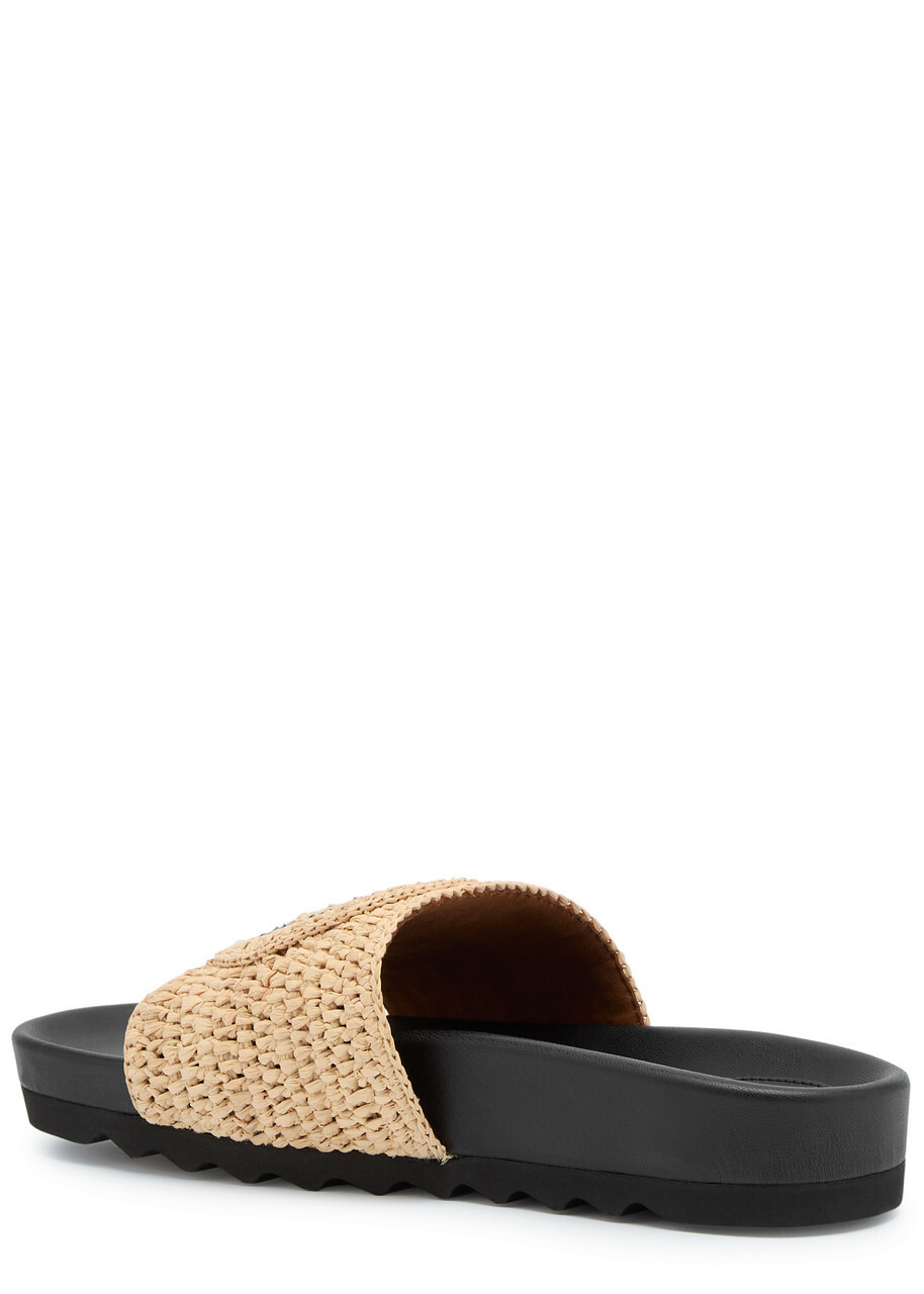 Stella Mccartney Elyse Logo Raffia and Rubber Sliders Natural Stella ...