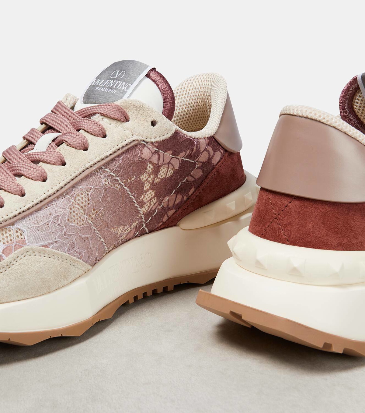 Valentino Garavani Lacerunner leather-trimmed sneakers Valentino Garavani
