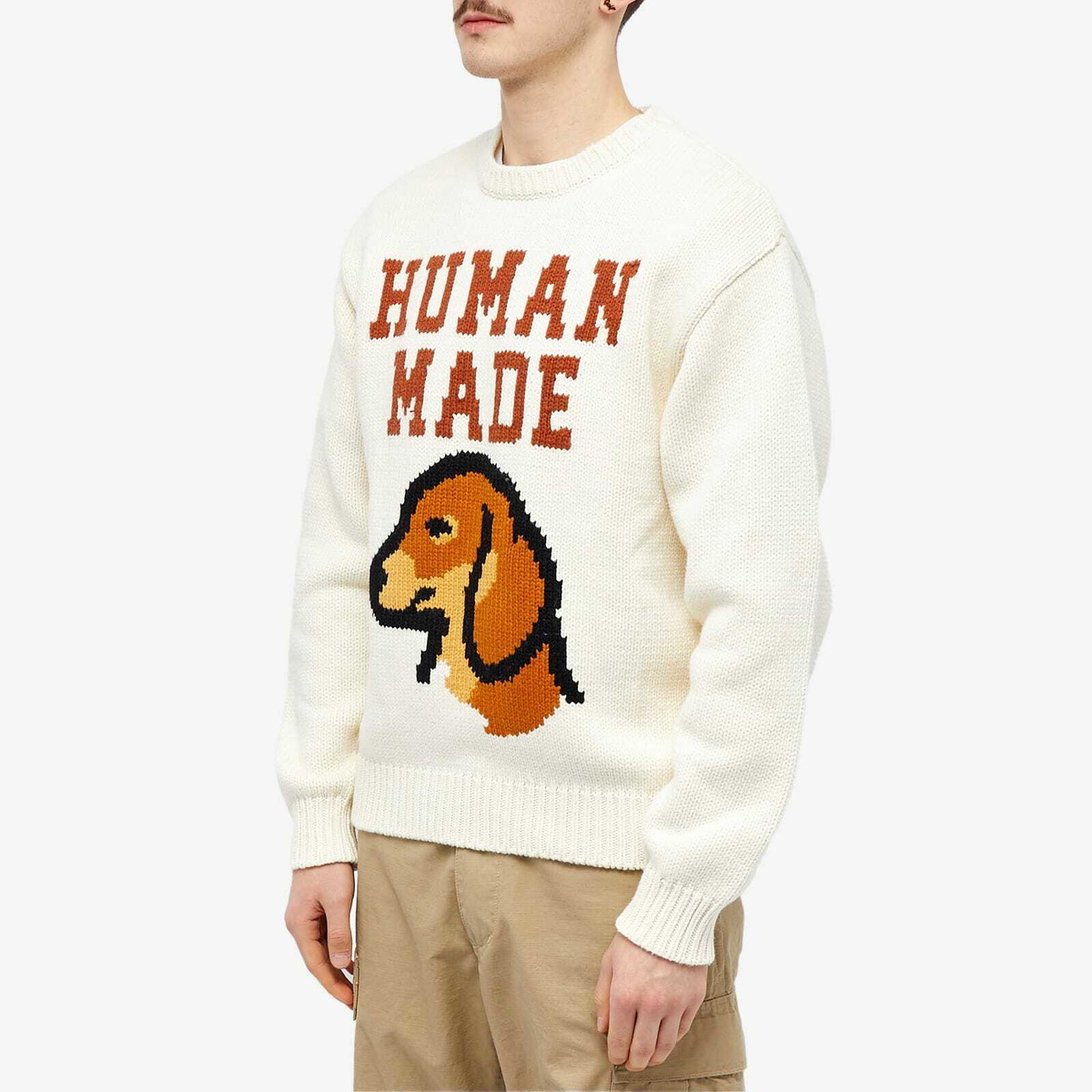 Human Made Men's Dachs Knit Sweater in White Human Made