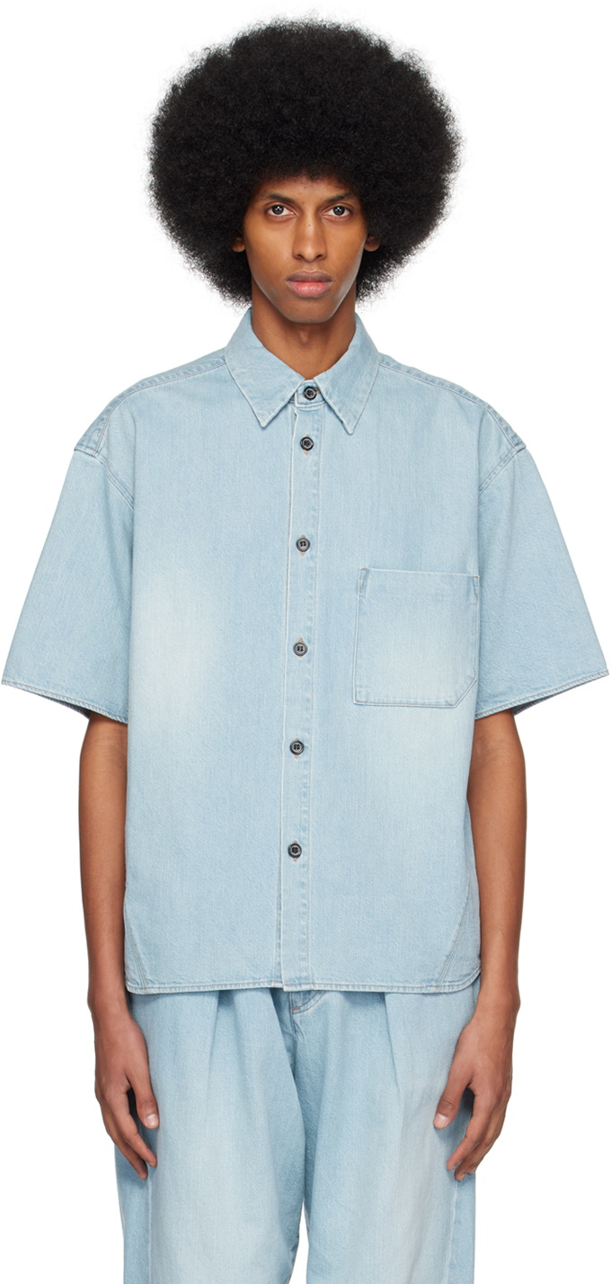 rito structure Blue Spread Collar Shirt rito structure