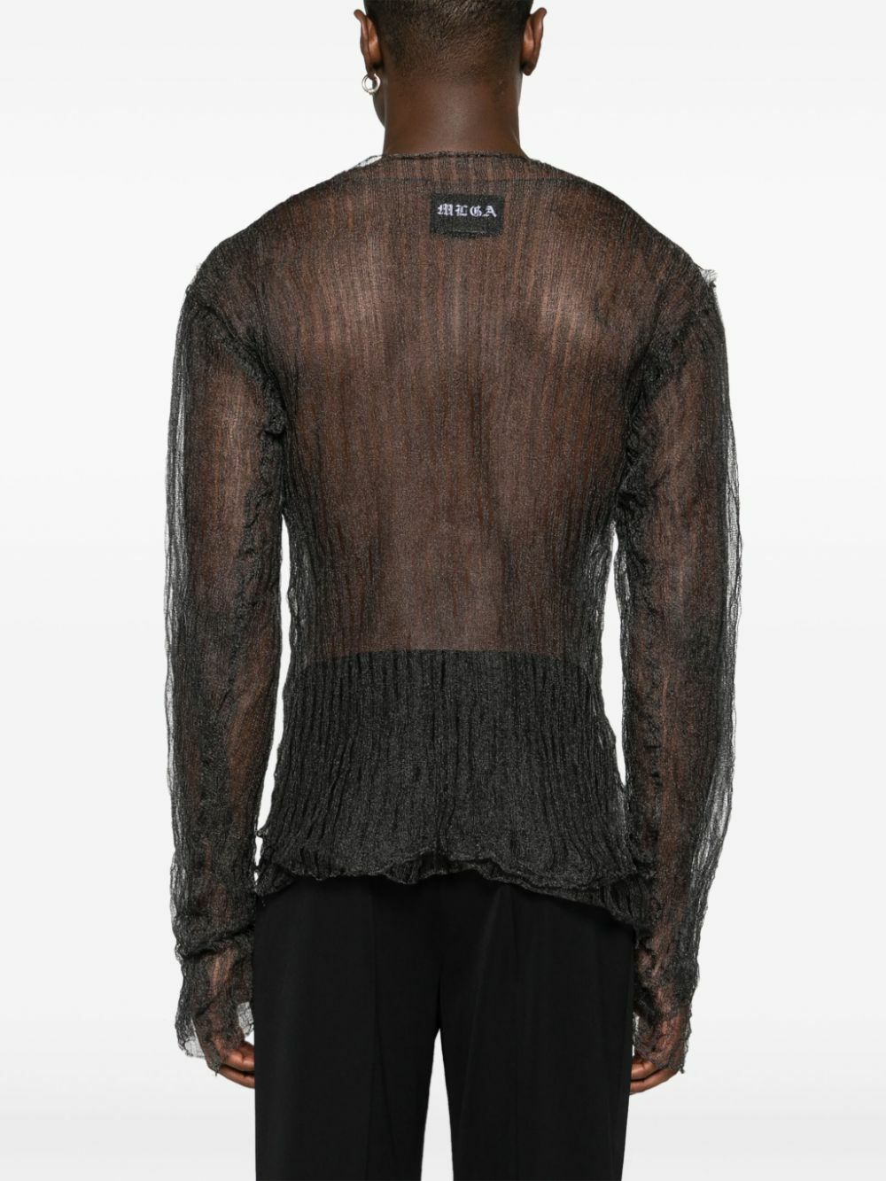 MLGA Black Open-Knit Sheer Sweater MLGA