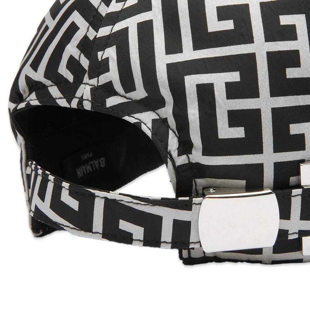 Balmain Men's Monogram Nylon Cap in Ivory/Black Balmain