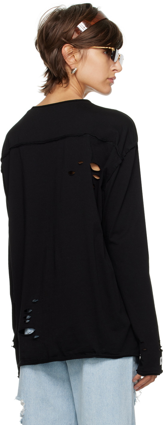 lesugiatelier Black Distressed Long Sleeve T-Shirt lesugiatelier