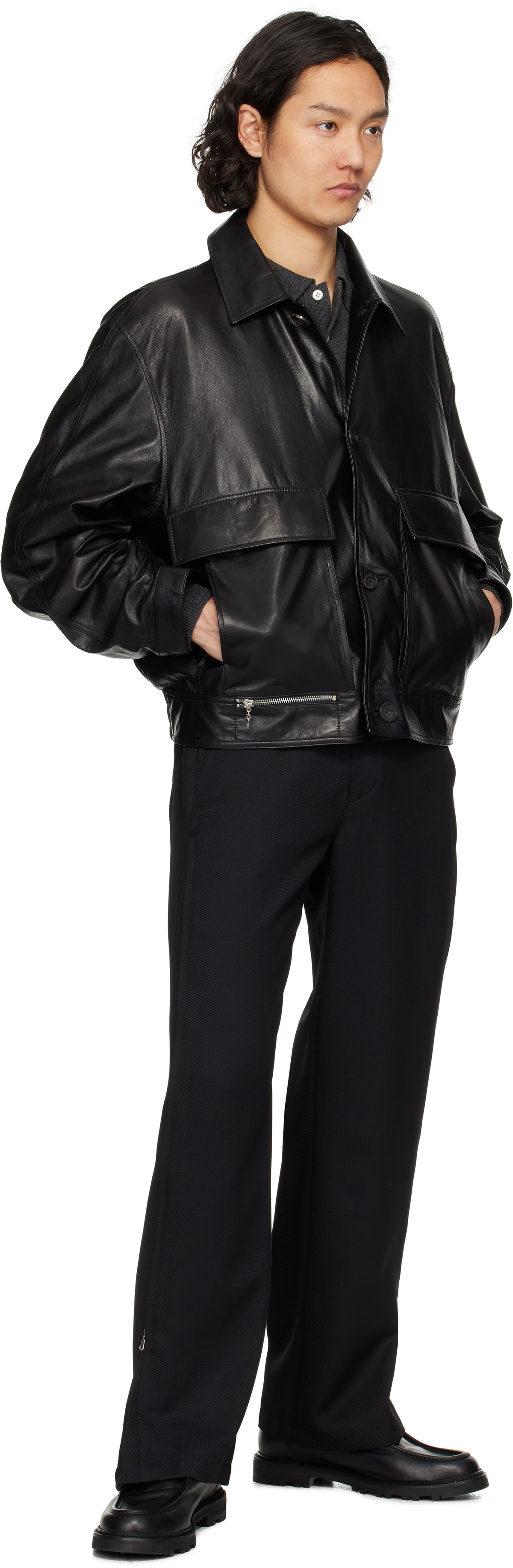 Solid Homme Black Leather Jacket Solid Homme