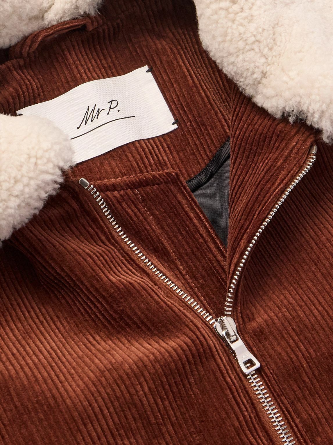 Mr P. - Shearling-Trimmed Cotton-Corduroy Bomber Jacket - Red Mr P.