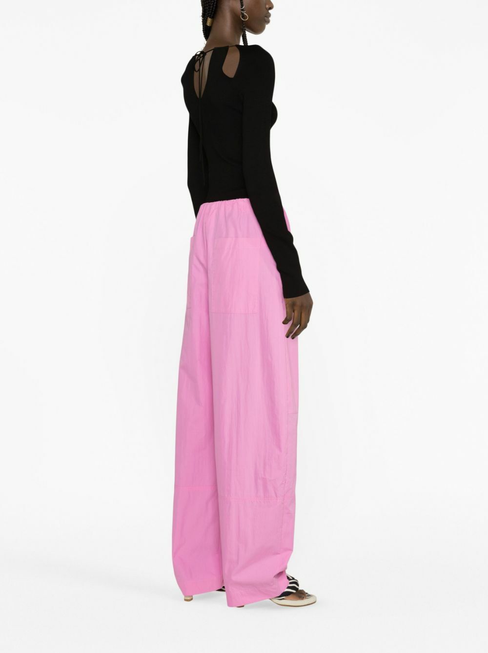 Paris Georgia Pink Cocoon Wide-Leg Parachute Trousers Paris Georgia