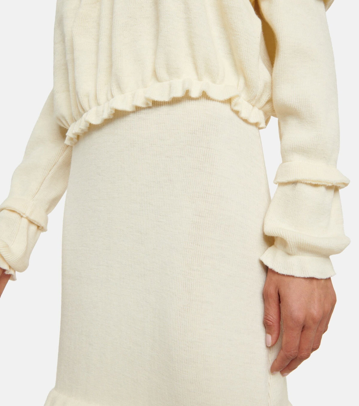 MM6 Maison Margiela - Frill-trimmed wool-blend jersey top MM6 Maison ...