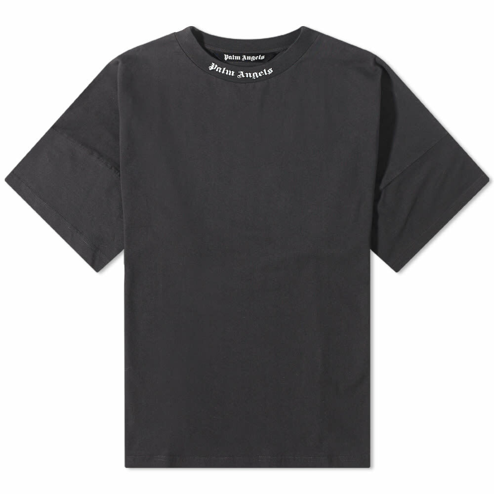 Palm Angels Men's Oversized Mock Neck Logo T-Shirt in Black/White Palm ...