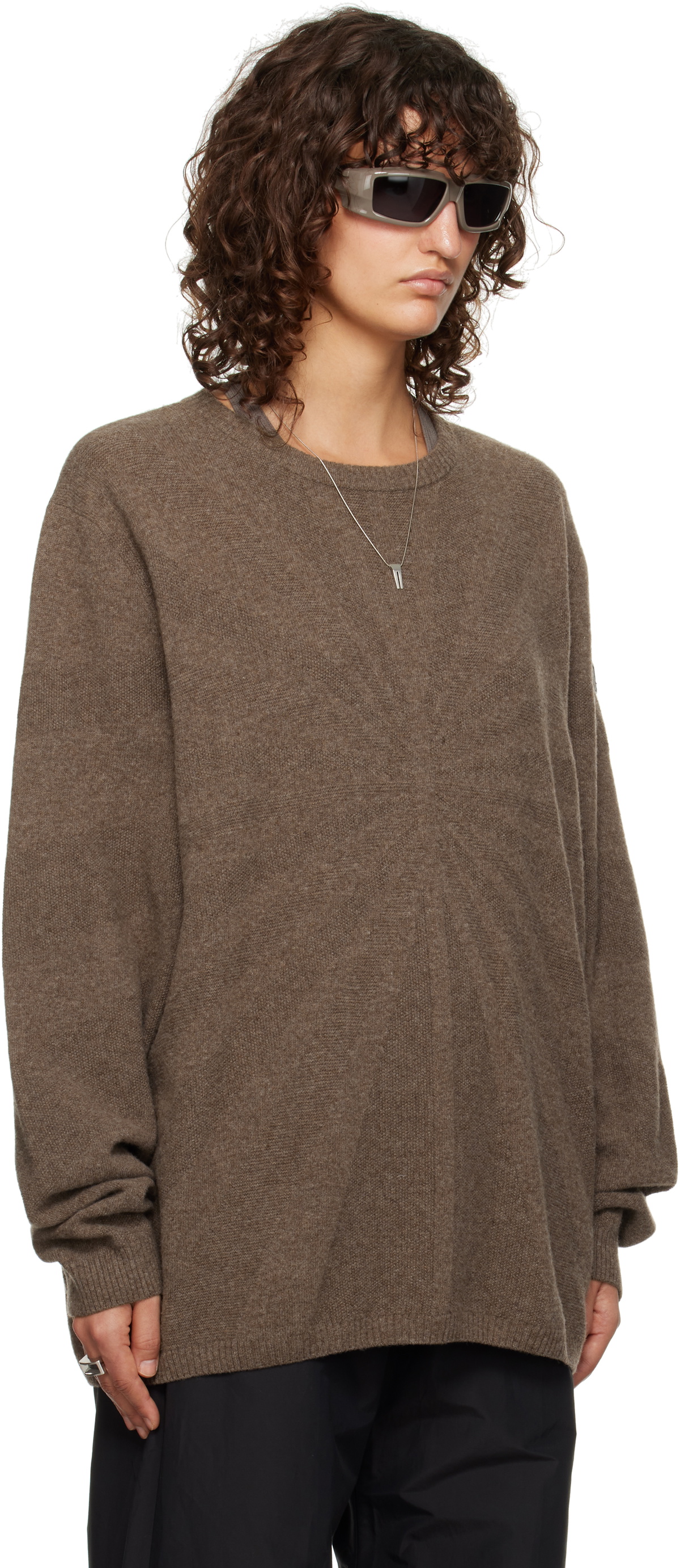 Rick Owens Moncler + Rick Owens Gray Jumbo Round Neck Sweater Rick Owens