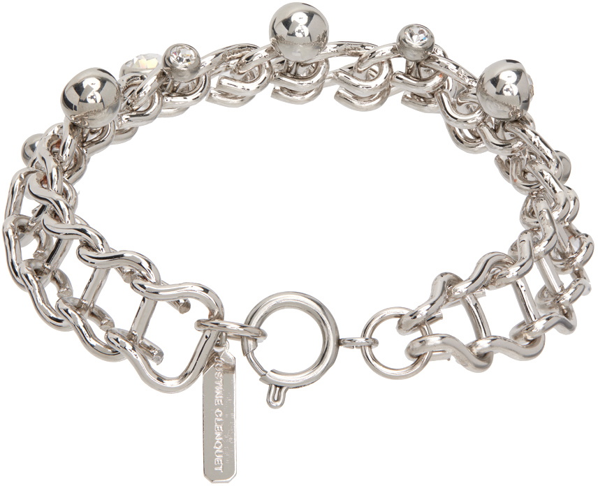 Justine Clenquet Silver Crystal Mindy Bracelet Justine Clenquet