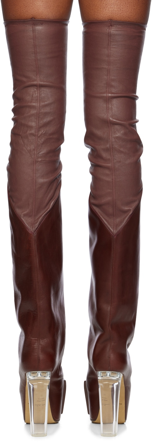 Rick Owens Burgundy Rhino Grilled Kiss Boots Rick Owens