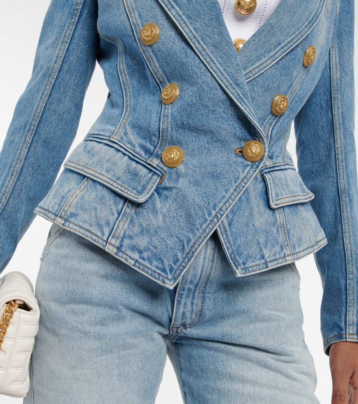 Balmain - Double-breasted denim blazer Balmain