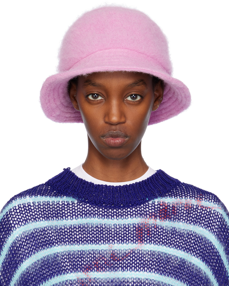 Marni SSENSE Exclusive Pink Furry Bucket Hat Marni