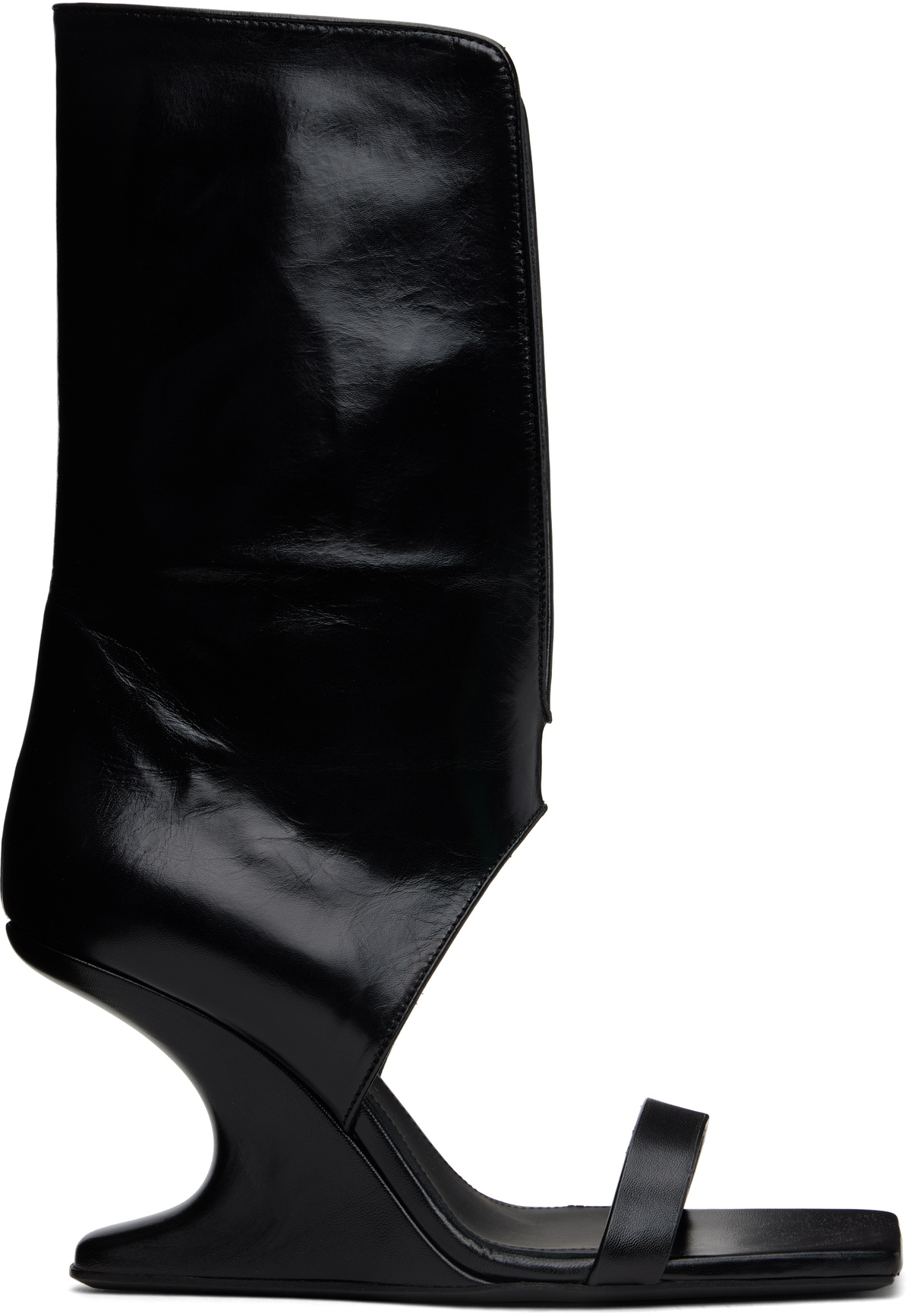 Rick Owens Black Hollywood Winged Cantilever 8 Heeled Sandals Rick Owens