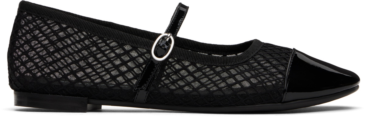 Repetto Black Georgiana Mesh Mary Jane Ballerina Flats Repetto