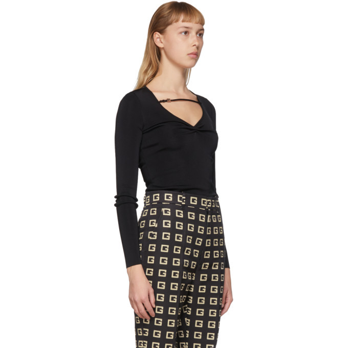 Gucci Black G String V-Neck Sweater Gucci