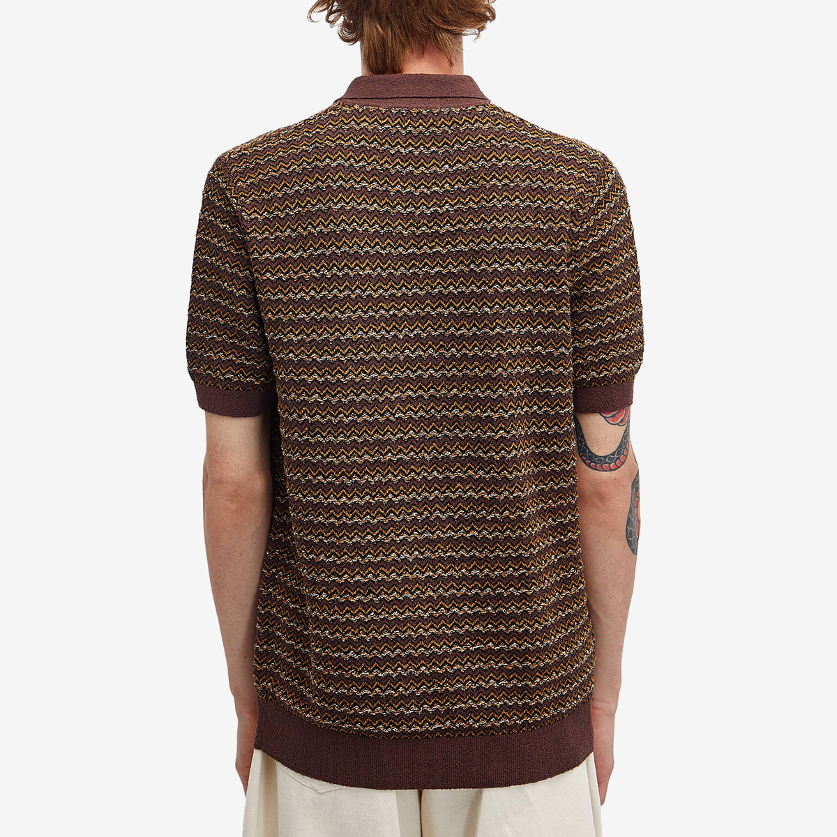 Fred Perry Men's Boucle Jacquard Knit Polo in Carrington Road Brick ...