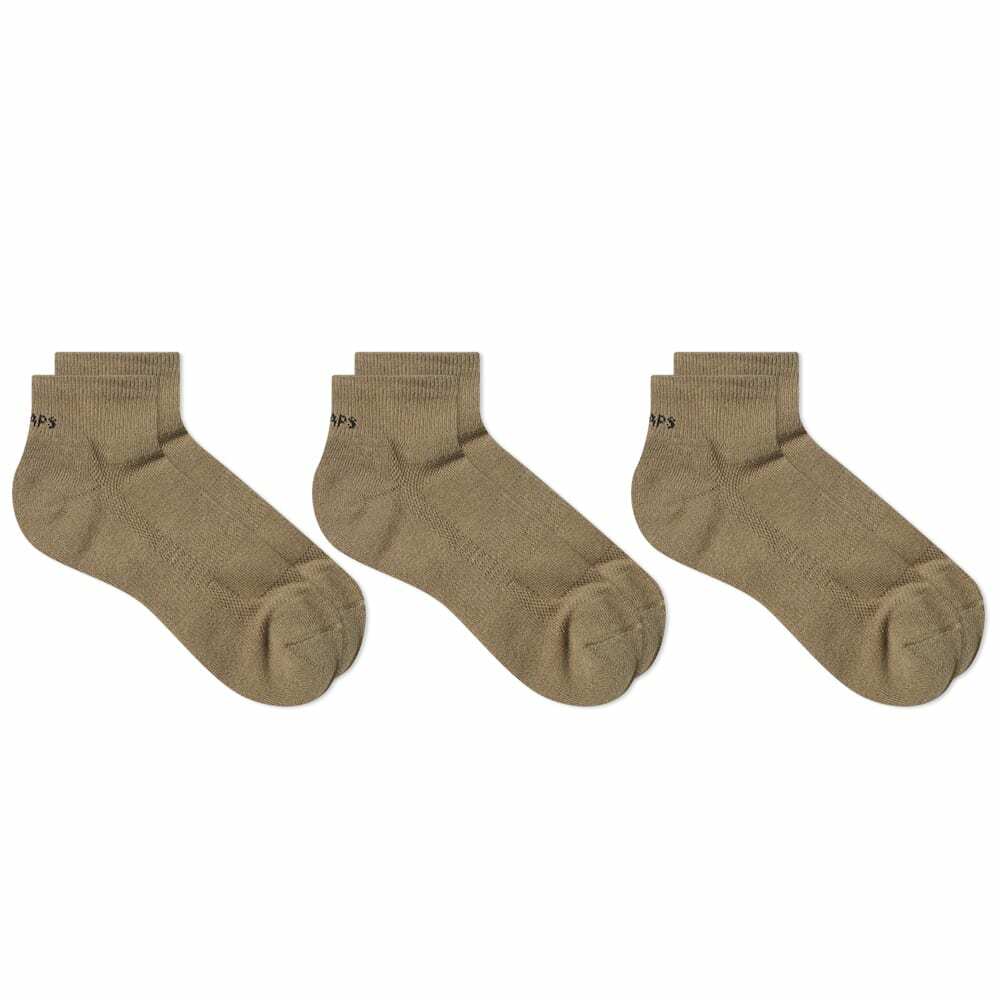 WTAPS Men's Skivvies Half Sock - 3-Pack in Olive Drab WTAPS