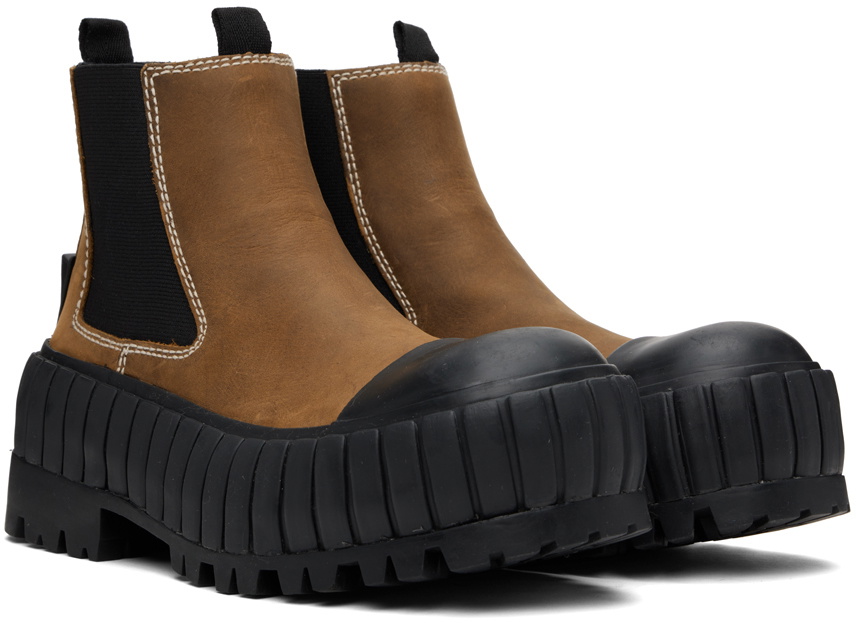 MM6 Maison Margiela Brown Chunky Chelsea Boots MM6 Maison Margiela