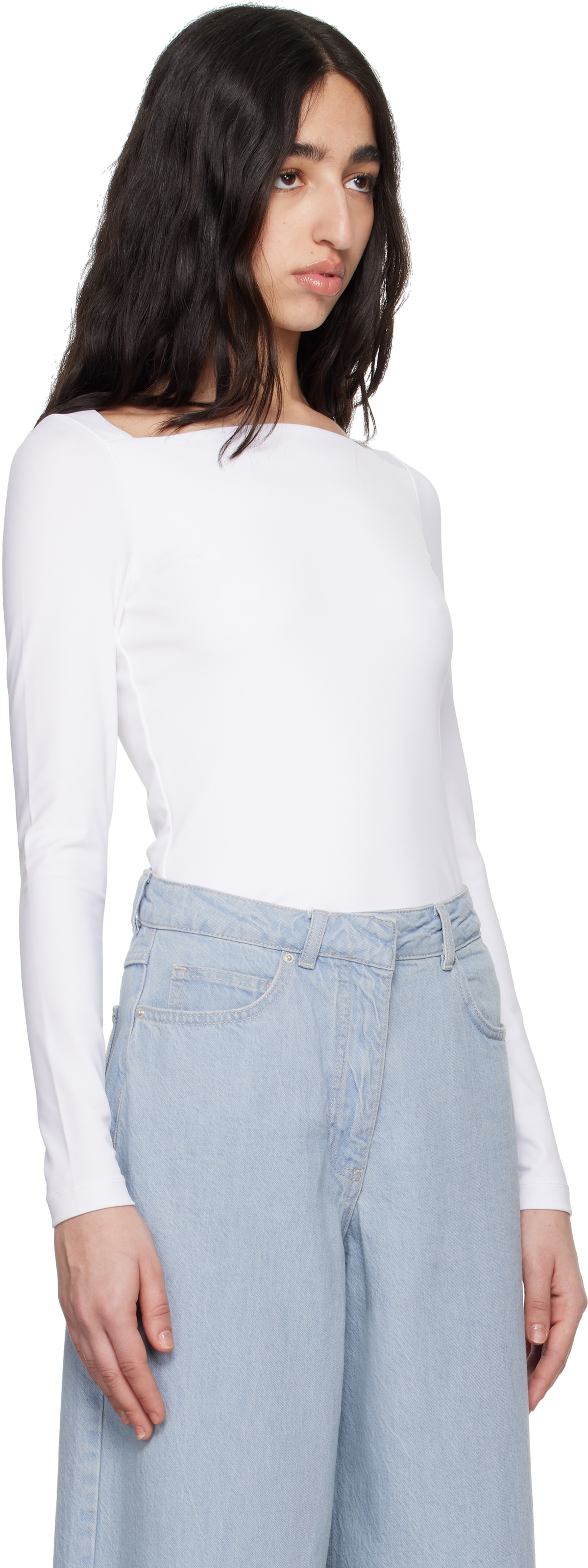 REMAIN Birger Christensen White Long Sleeve Jersey Top REMAIN Birger ...