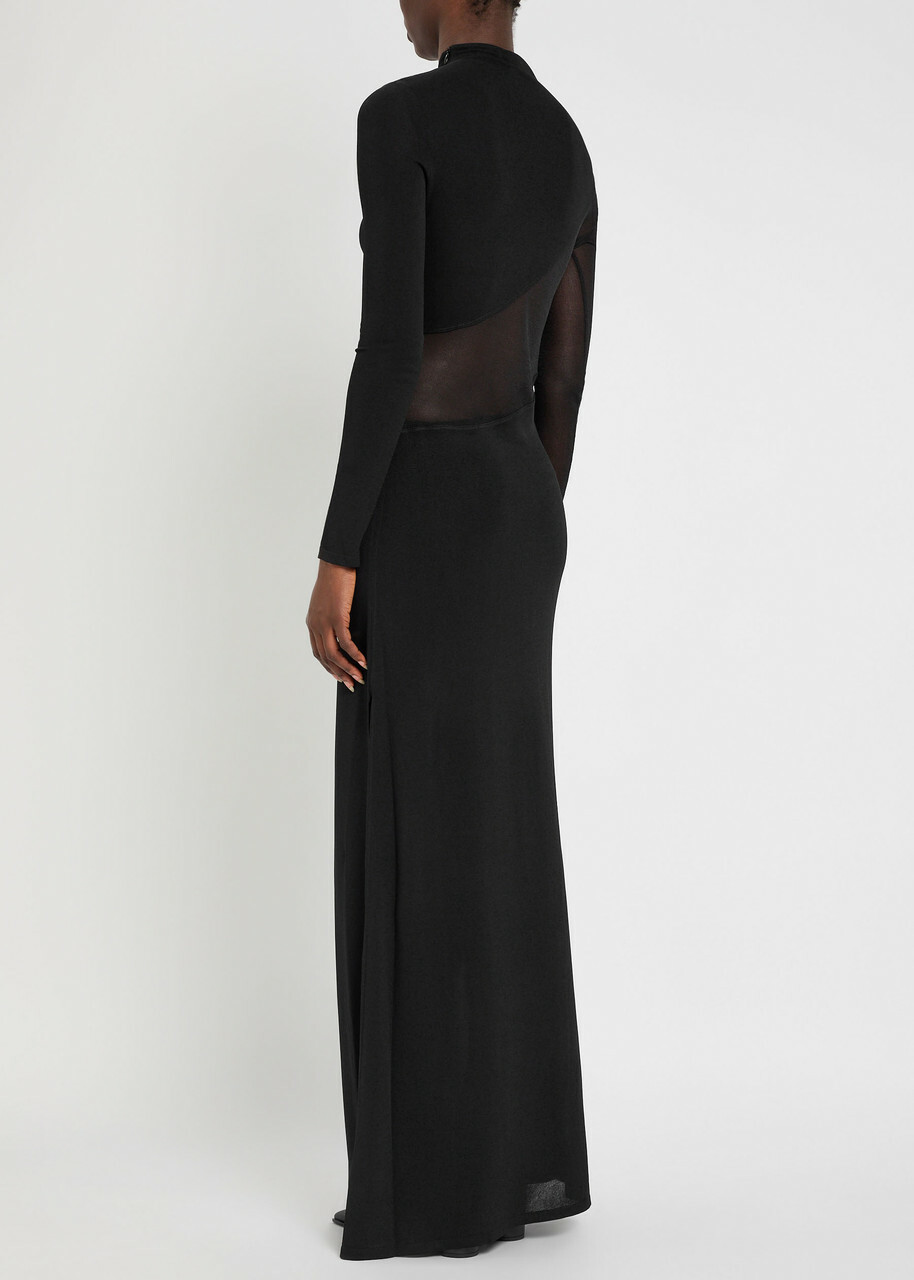 Alaïa Panelled Mesh Maxi Dress Black ALAÏA