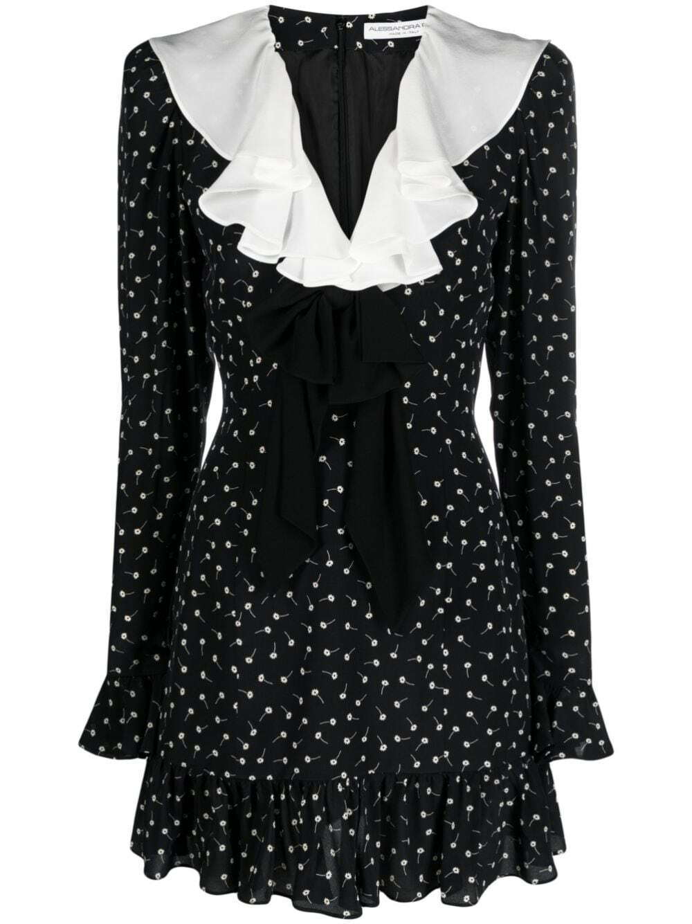 ALESSANDRA RICH - Daisy Print Silk Short Dress Alessandra Rich