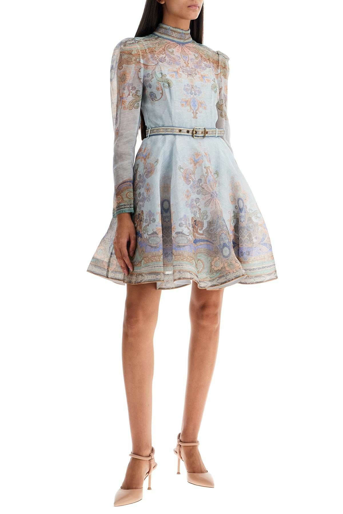 ZIMMERMANN eden mini dress with belt Light blue Zimmermann