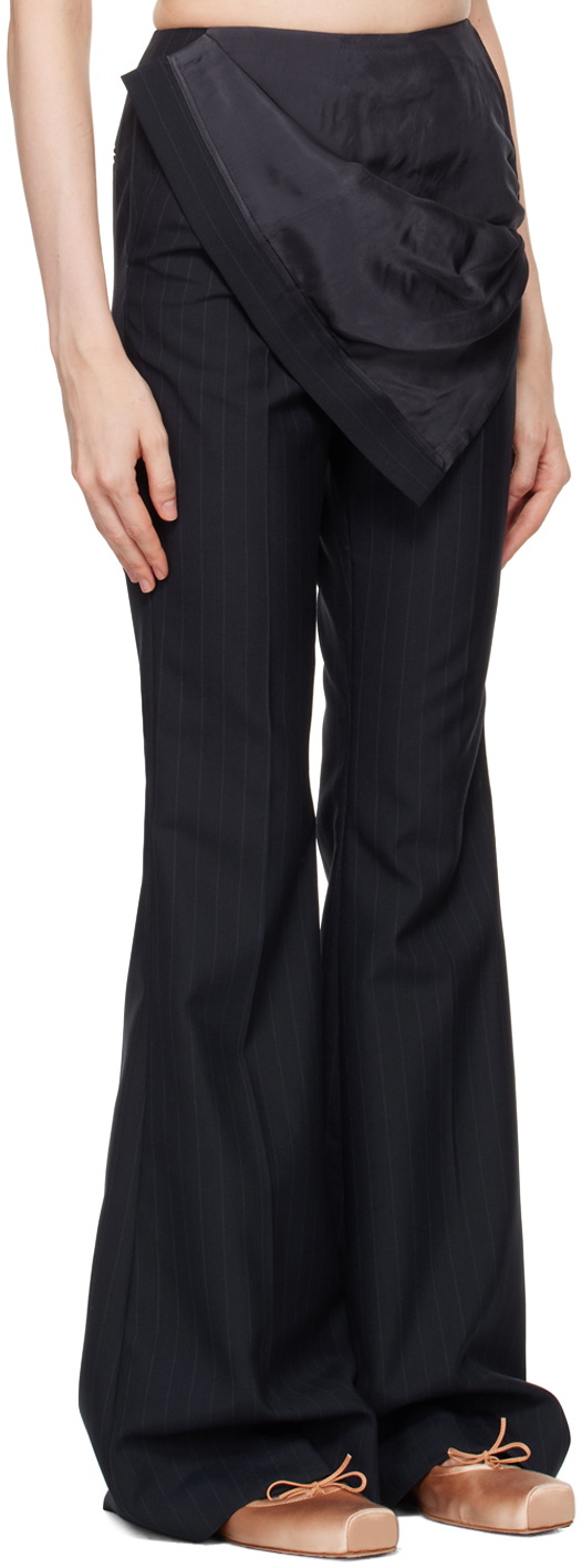 Pushbutton Navy Waist Flipped Trousers Pushbutton