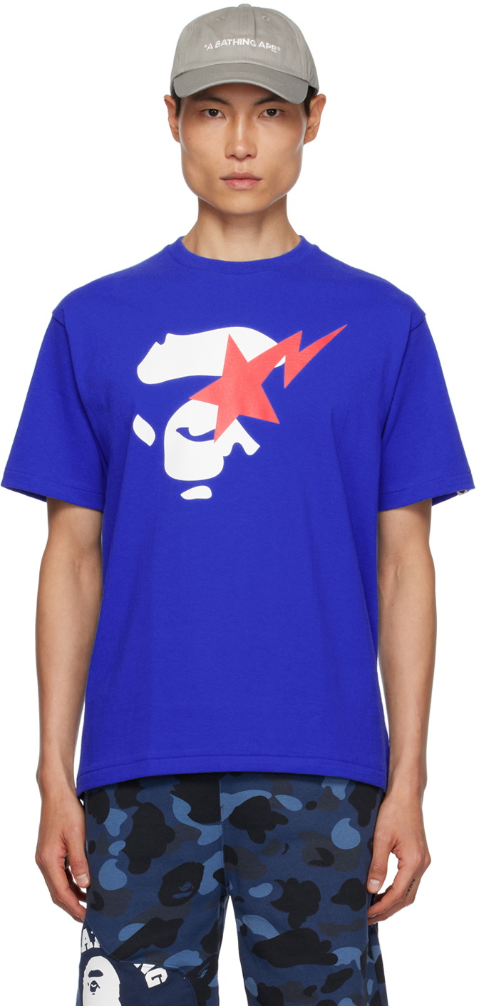 BAPE Blue Ape Face Sta T-Shirt A Bathing Ape