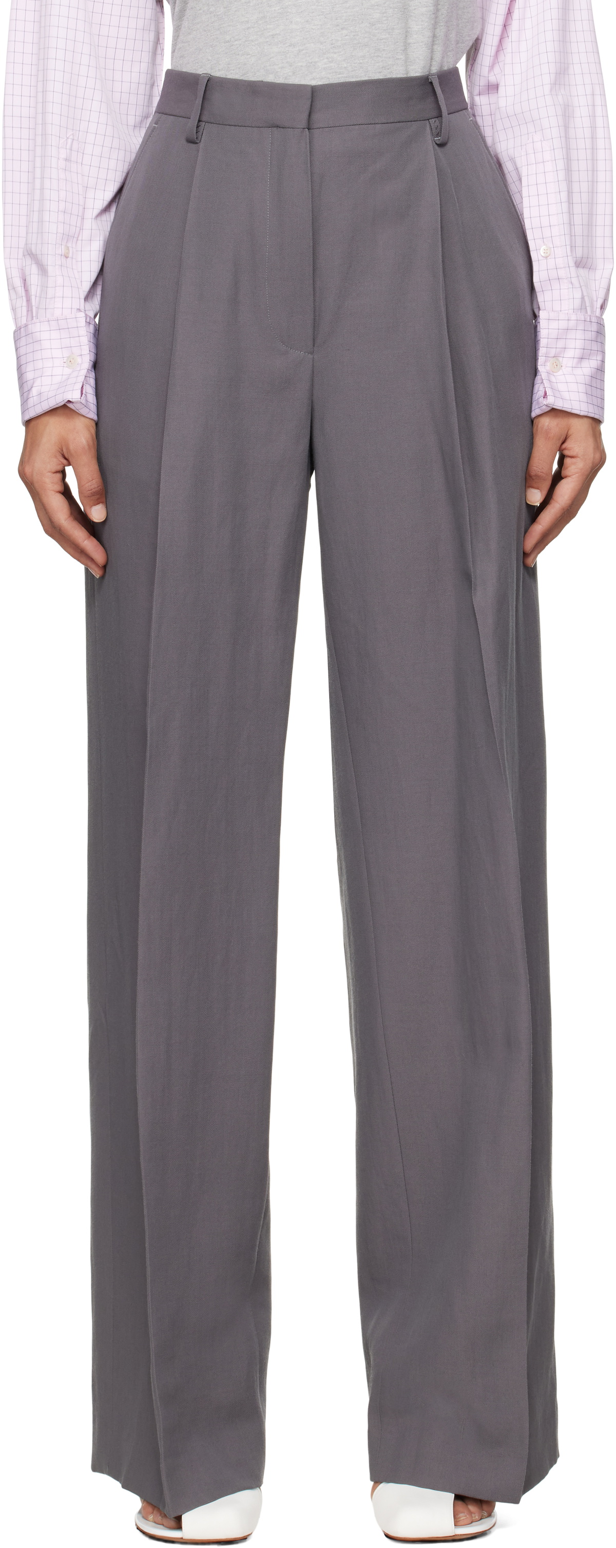 Dries Van Noten Taupe Wool & Paper Trousers Dries Van Noten