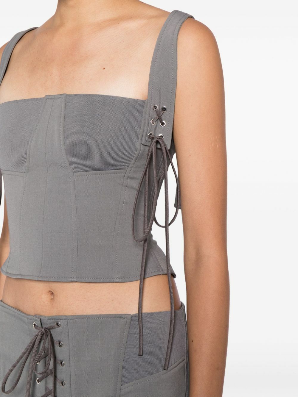 KNWLS Grey Lace-Up Bustier Top KNWLS