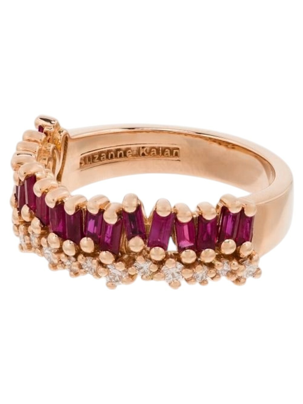 Suzanne Kalan 18kt Rose Gold Short Slack Ruby Half Band Ring Suzanne Kalan