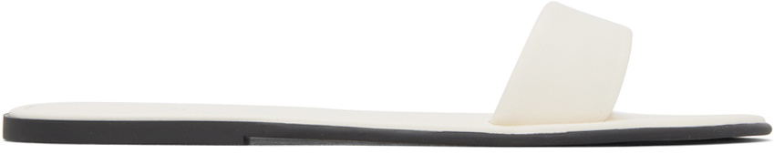 The Row Off-White Leather Beach Slides The Row