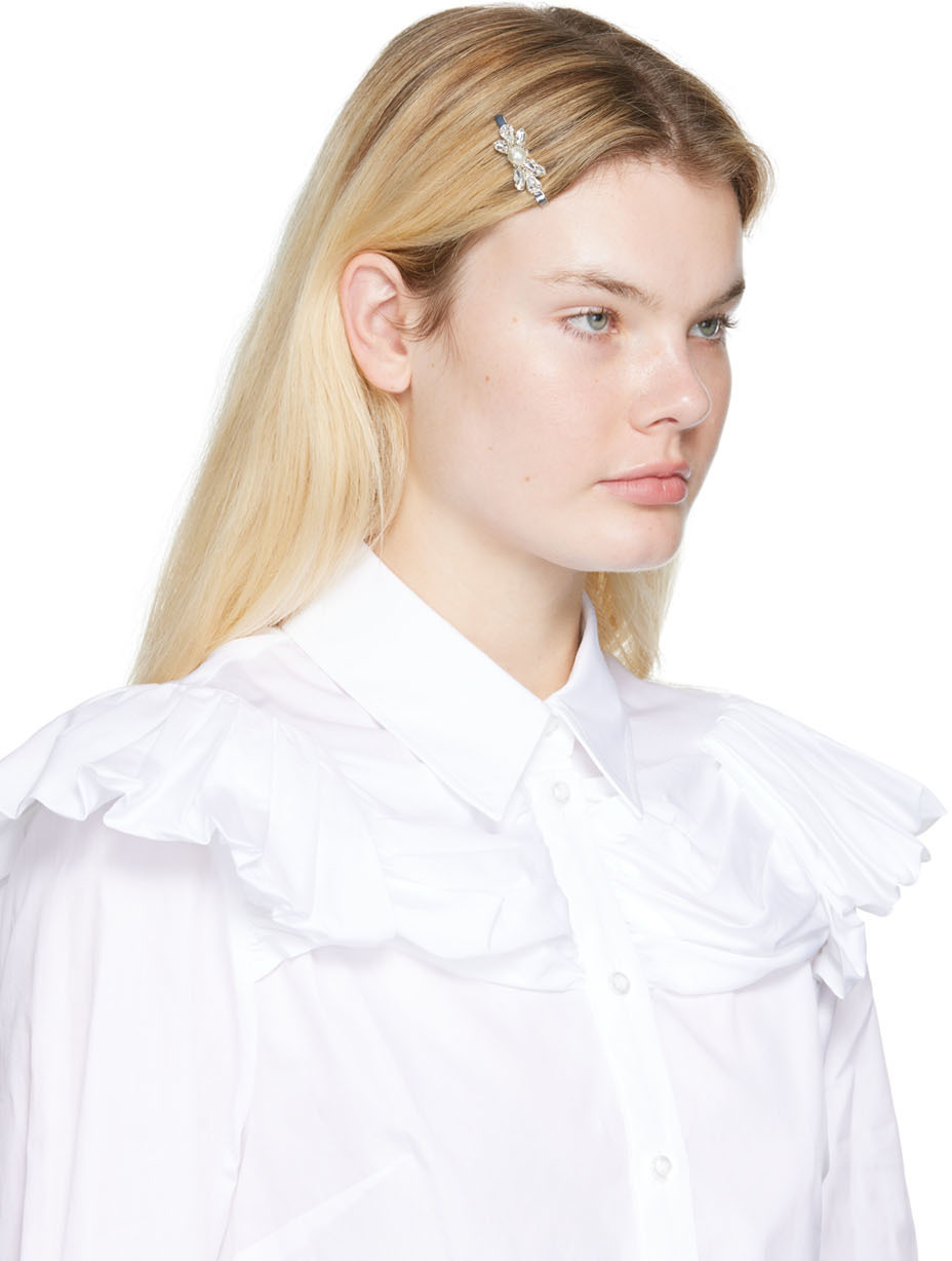 Simone Rocha Silver Mini Crystal & Pearl Hair Clip Simone Rocha