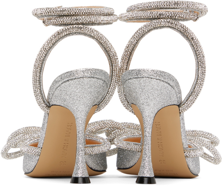MACH & MACH Silver Glitter Double Bow Heels MACH & MACH